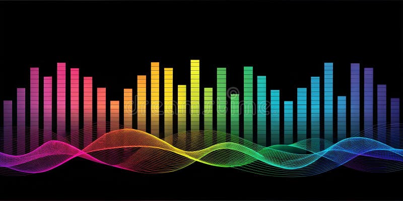 Vibrant Audio Visualization with Colorful Waveforms Stock Photo - Image ...