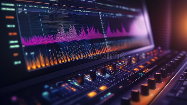 Dynamic Audio Visualization Graphic Equalizer Displaying Frequency Controls in a Modern Studio ...