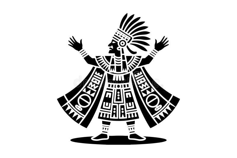 Dynamic Aztec Warrior Silhouette Design for Cultural Art Projects Stock ...