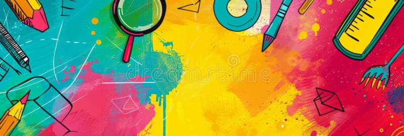 Dynamic Back To School Background with a Burst of Colorful Educational ...