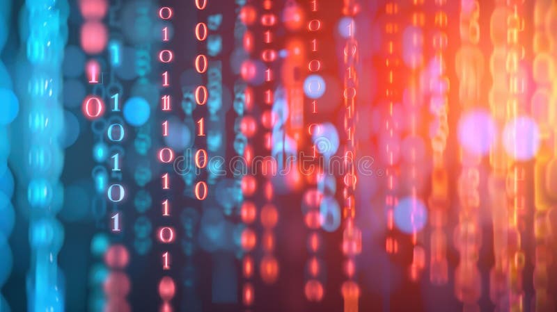 Dynamic Background Of Falling Binary Code Representing Modern Technology And Data Security