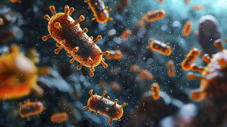 Dynamic Bacteria Movement in Microcosm Stock Illustration ...