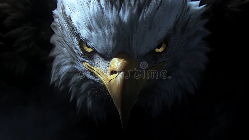 Dynamic Bald Eagle Face in Dramatic Lighting with Powerful Expression ...