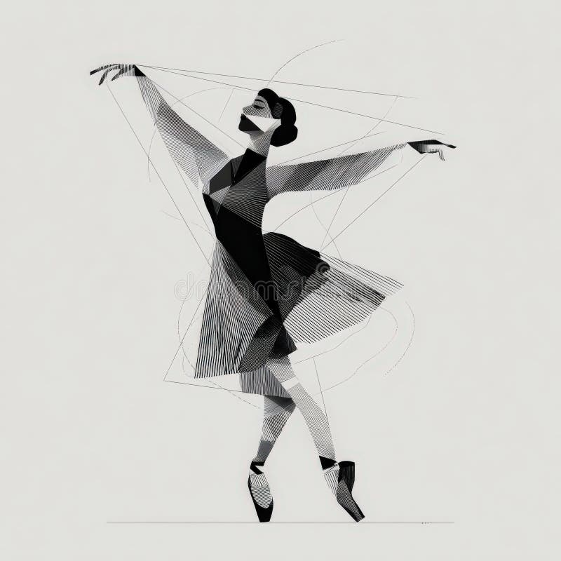 A Dynamic Ballet Dancer Portrayed in a Unique Abstract Artistic Style ...