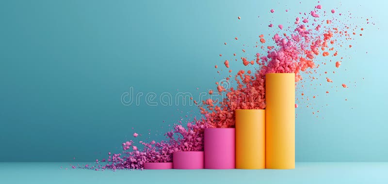 Dynamic Bar Chart with Vibrant Colors and Explosive Particle Effects ...
