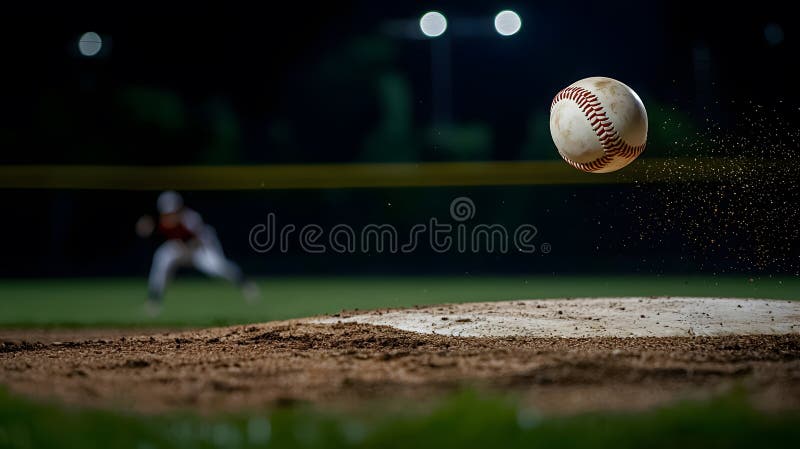 Dynamic Baseball Action Scene with Flying Ball and Athlete in Motion ...
