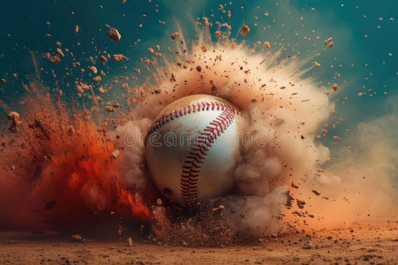 Dynamic Baseball Bat Explosion Ball. Generate Ai Stock Image - Image of ...