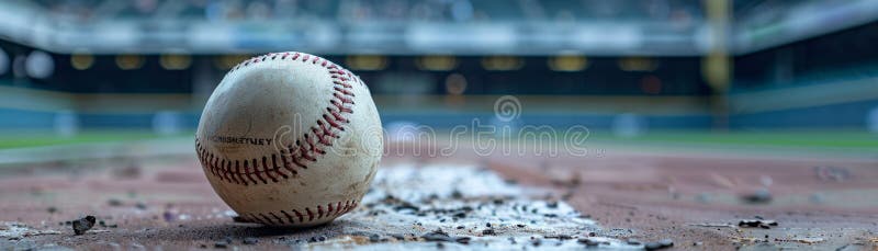 Dynamic Baseball Blur on Empty Stadium, Clear Focus on Ball Stock ...