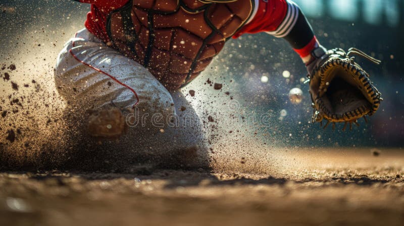 Dynamic Baseball Catcher in Action Stock Illustration - Illustration of ...