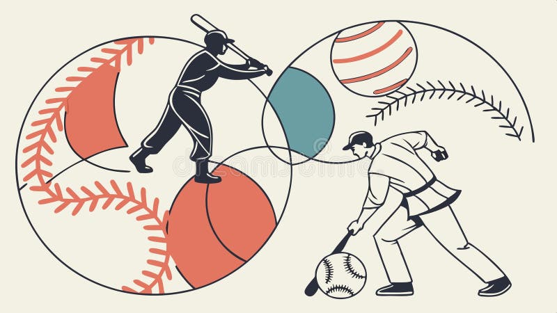 Dynamic Baseball Game Illustration with Players in Action Vector Design Generative AI Stock ...