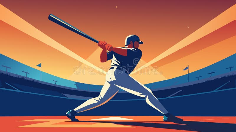 Dynamic Baseball Player at Bat during Sunset Game Stock Photo ...