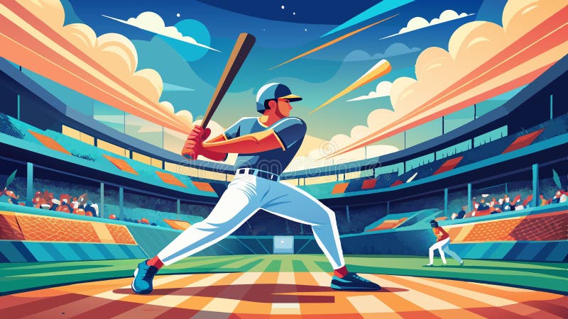 Dynamic Baseball Player Hitting a Home Run in Stadium Stock Image ...