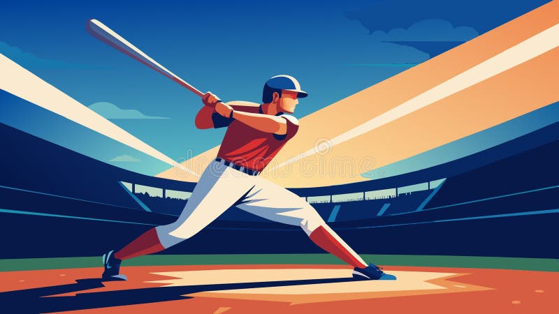 Dynamic Baseball Player Hitting in Stadium Illustration Stock Image ...