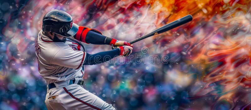 Dynamic Baseball Players in Action with Abstract Artistic Background ...