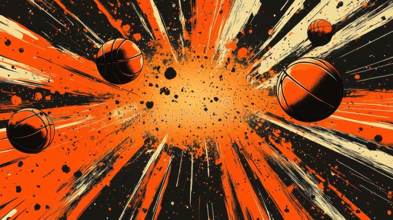 Dynamic Basketball Explosion in a Comic Book Style Background Evoking ...