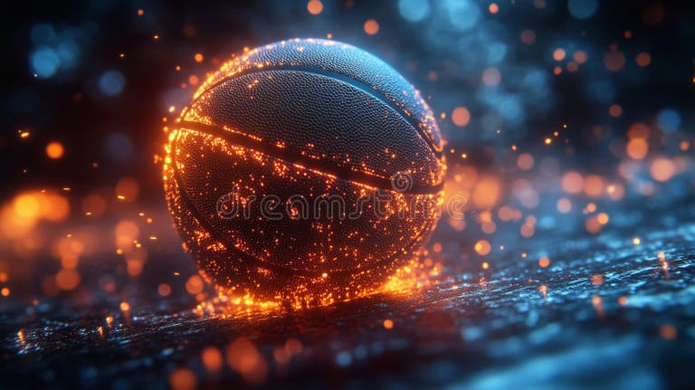 Dynamic Basketball with Glowing Sparks in Motion Stock Illustration ...