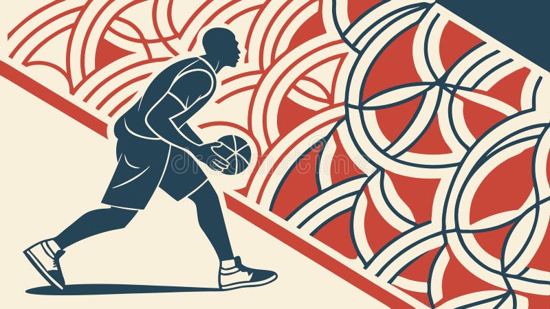 Dynamic Basketball Player with Abstract Circular Pattern Vector Design ...