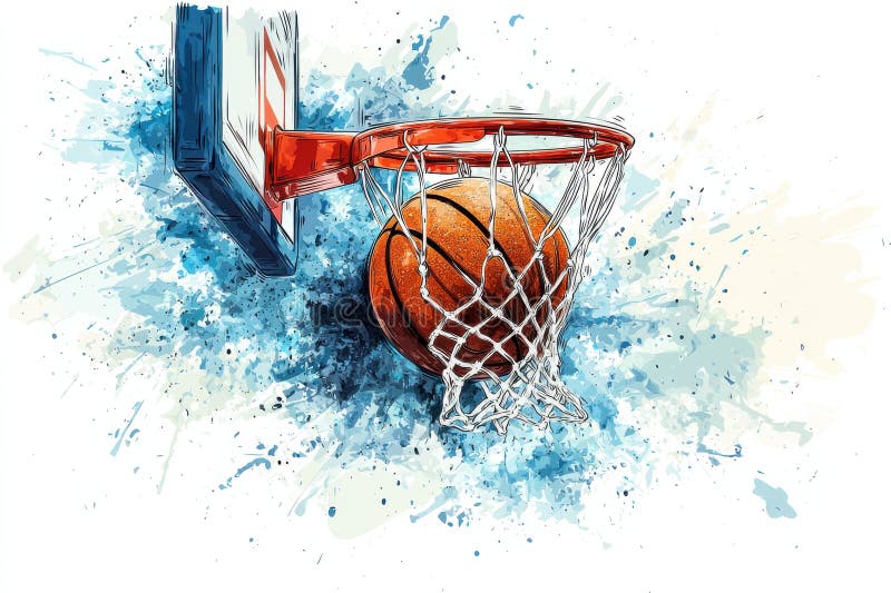 Dynamic Basketball Splash Artwork with Vibrant Colors and Energy Stock ...