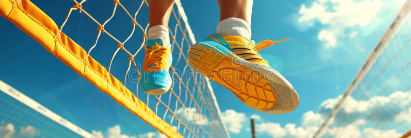 Dynamic Beach Volleyball Player S Jump for Block Summer Olympics ...