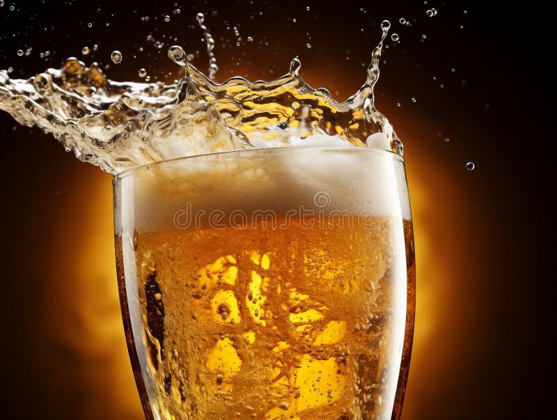 Dynamic Beer Splash with Frothy Foam and Rich Amber Color. Generative ...