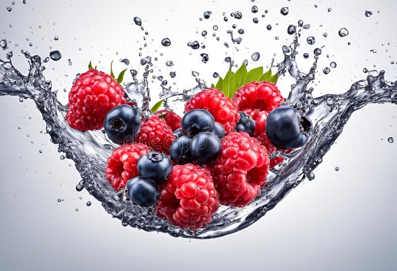 Dynamic Berry Splash with Realistic Fruit Stock Illustration ...