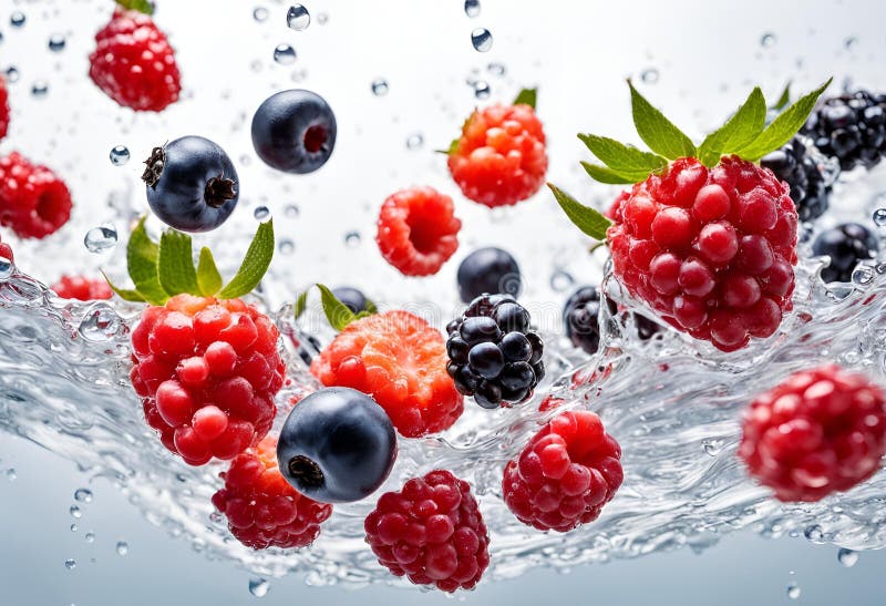 Dynamic Berry Splash with Realistic Fruit Stock Illustration ...