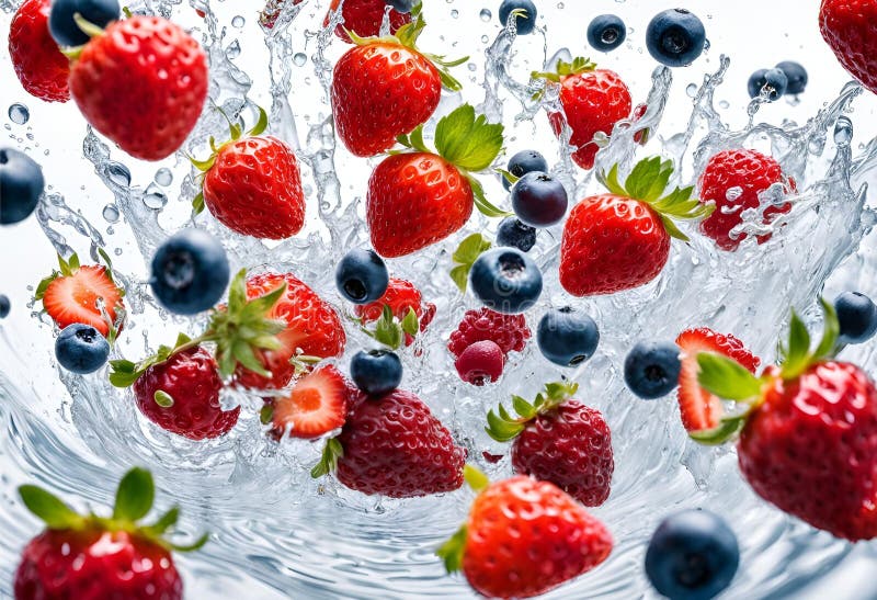 Dynamic Berry Splash with Realistic Fruit Stock Illustration ...
