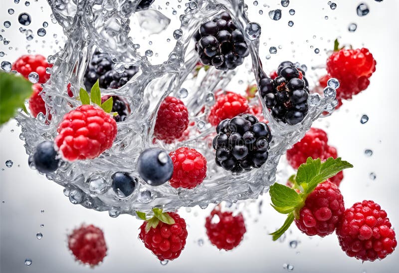 Dynamic Berry Splash with Realistic Fruit Stock Illustration ...