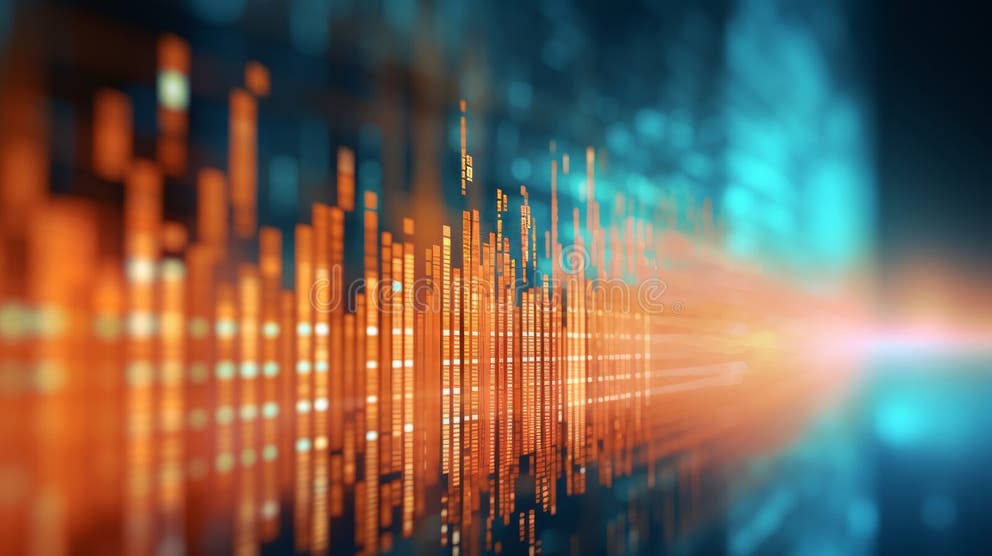 Dynamic Binary Code Illustration in Orange and White with Bokeh on ...