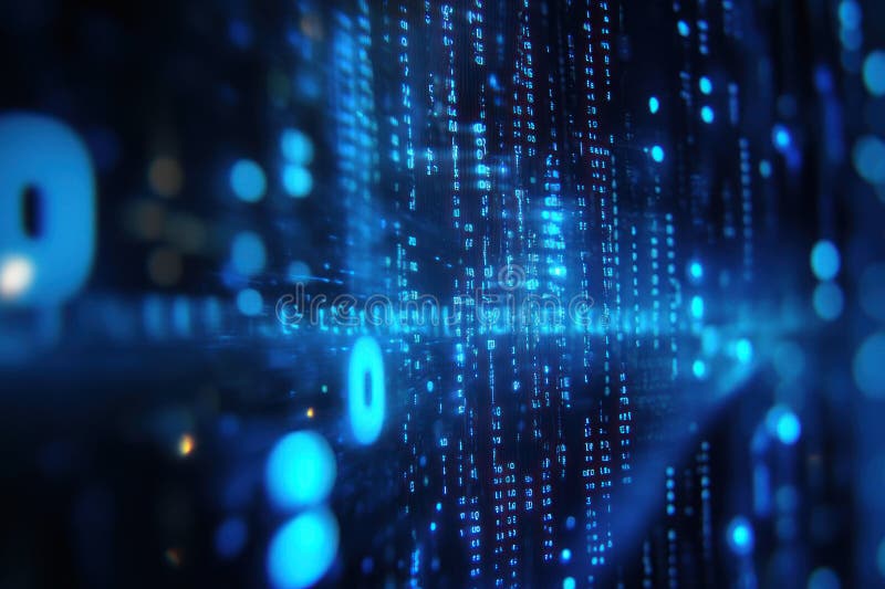 Dynamic Binary Code Visualization With Blue Streams In Motion