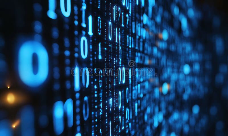 Dynamic Binary Code Visualization With Blue Streams In Motion
