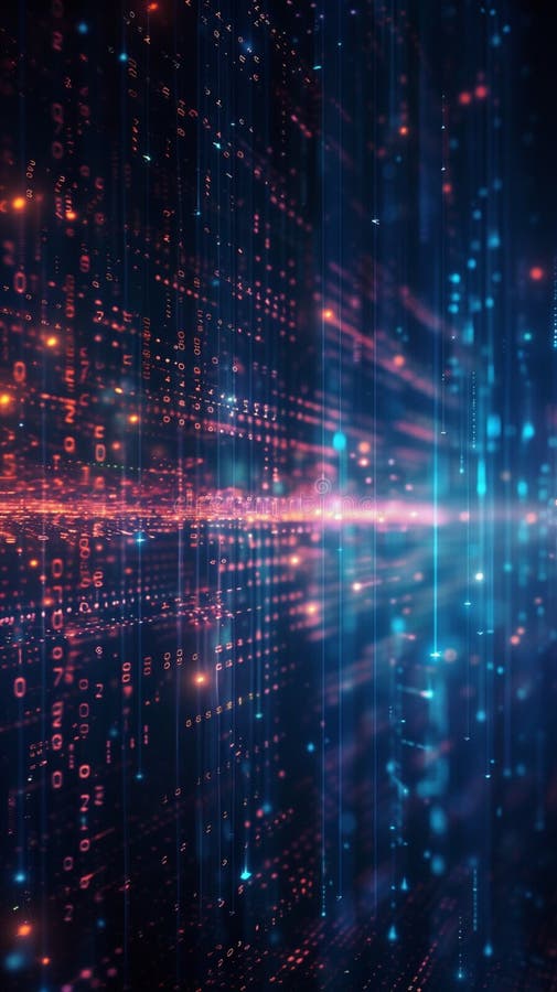 Dynamic Binary Data Flow Streaming Digits Create Intricate Matrix Background Stock Illustration