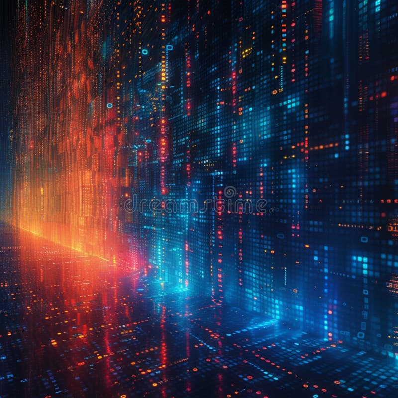 Dynamic Binary Data Flow Streaming Digits Create Intricate Matrix Background Stock Illustration