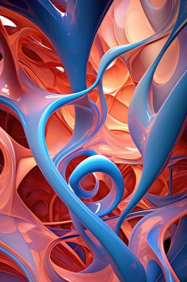Dynamic Biomorphic Abstract with Fluid Lines Stock Image - Image of ...