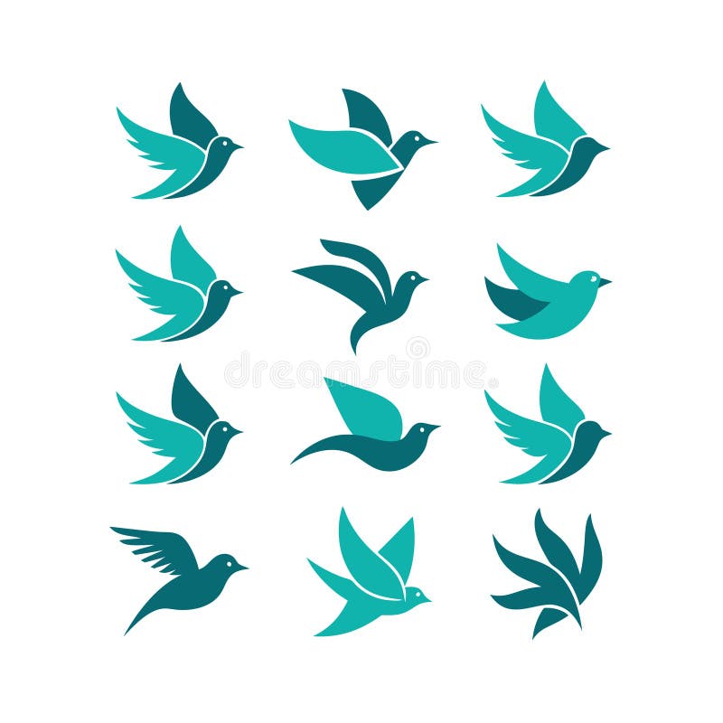 Stylized Bird Icons Depicting Distinct Flight Styles Stock Vector ...