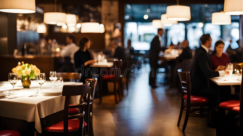 Dynamic Bistro: Bustling Restaurant Interior with Mid-Ground Tables ...