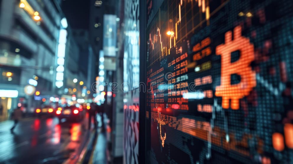 Dynamic Bitcoin Representation on Urban Digital Billboard at Night ...