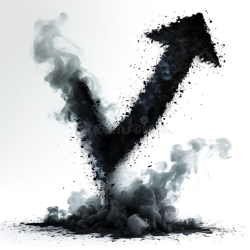 Dynamic Black Arrow Emerging from Smoke, Symbolizing Growth and ...