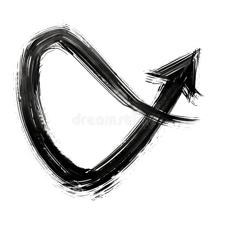 Dynamic Black Brushstroke Arrow Design Representing Growth and Movement Stock Illustration ...