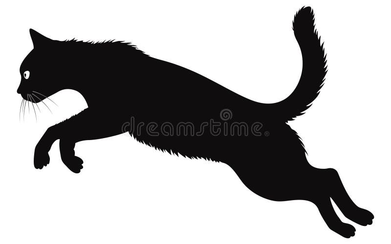 A Dynamic Black Cat Leaping Gracefully in Action with Energy and ...