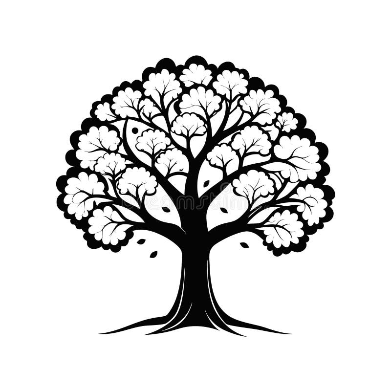 Dynamic Black Cherry Tree Design with Bold Outline Stock Photo ...