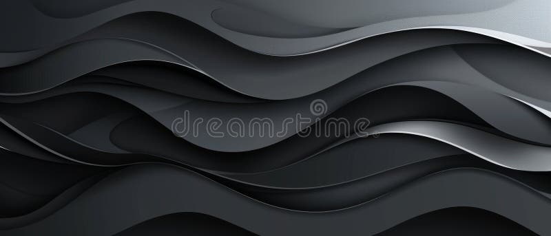 Dynamic Black and Grey Waves with Negative Space Depth. Stock ...