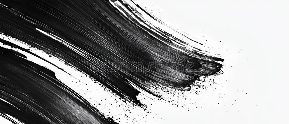 Dynamic Black Ink Brushstroke Patterns on a Clean White Background ...