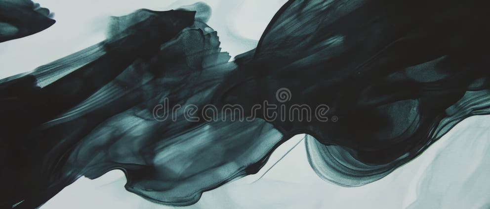 Dynamic Black Ink Diffusion Creating an Abstract Texture on a White ...