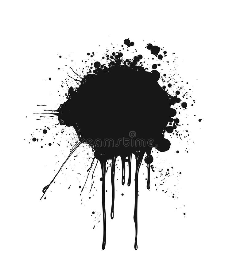 Dynamic Black Ink Explosion on White Canvas Stock Illustration ...