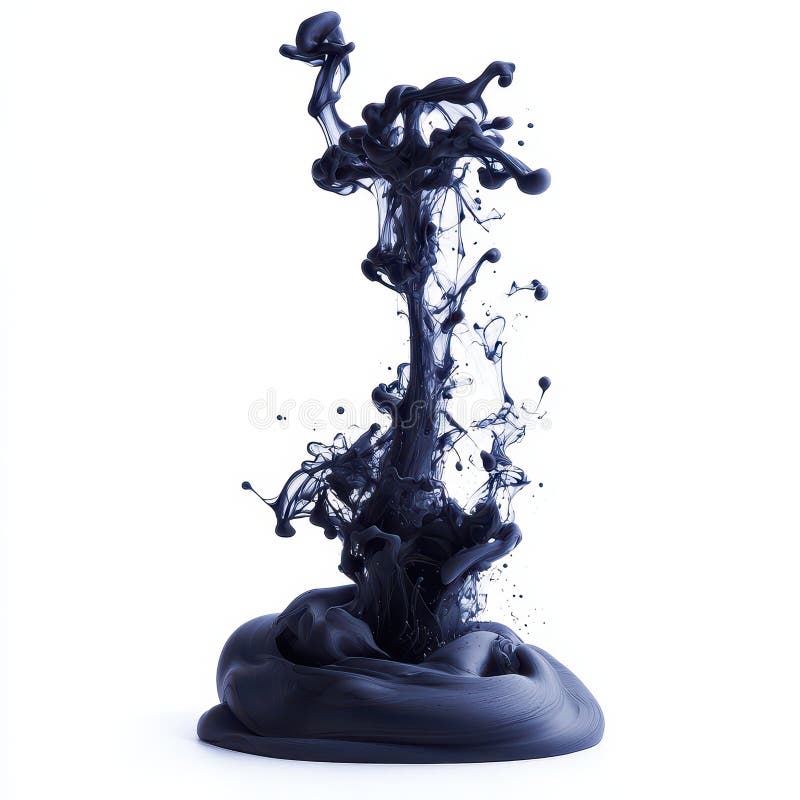 A Dynamic Black Ink Splash Rises from a Smooth Base, Creating an ...