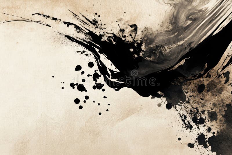 Dynamic Black Ink Splash on Textured Beige Background for Creative ...