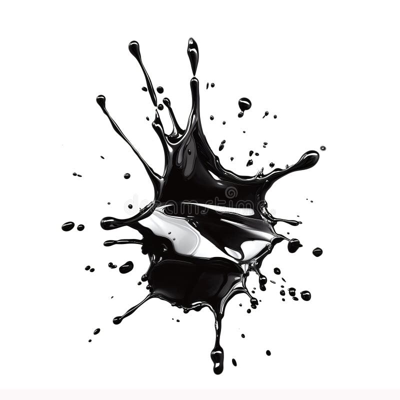 Dynamic Black Snake Illustration on White Background with Splatter ...