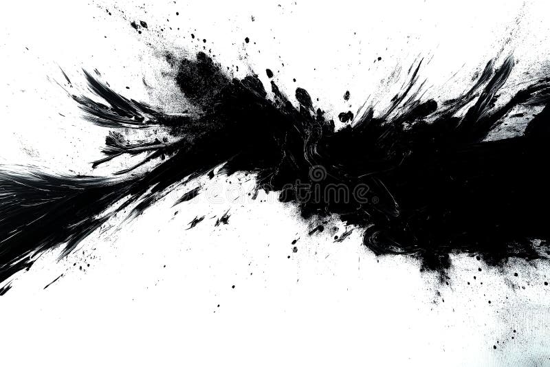 Dynamic Black Ink Splatter Across a White Background, Creating an ...