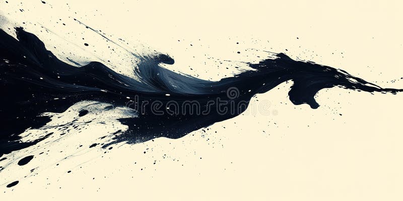 Dynamic Black Ink Splatter Creating Abstract Art on a Light Background ...